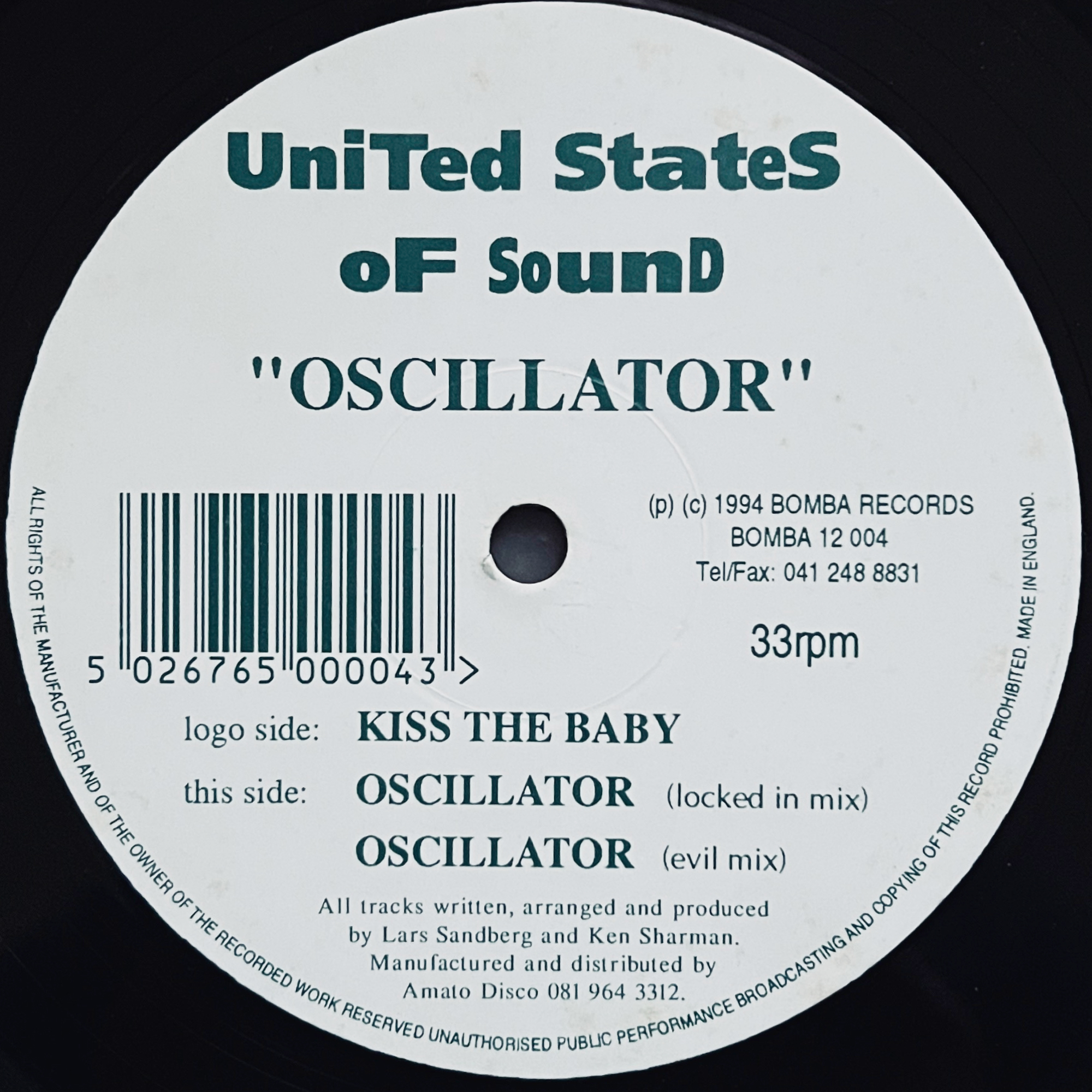 United States Of Sound - Oscillator / Kiss The Baby (1994)