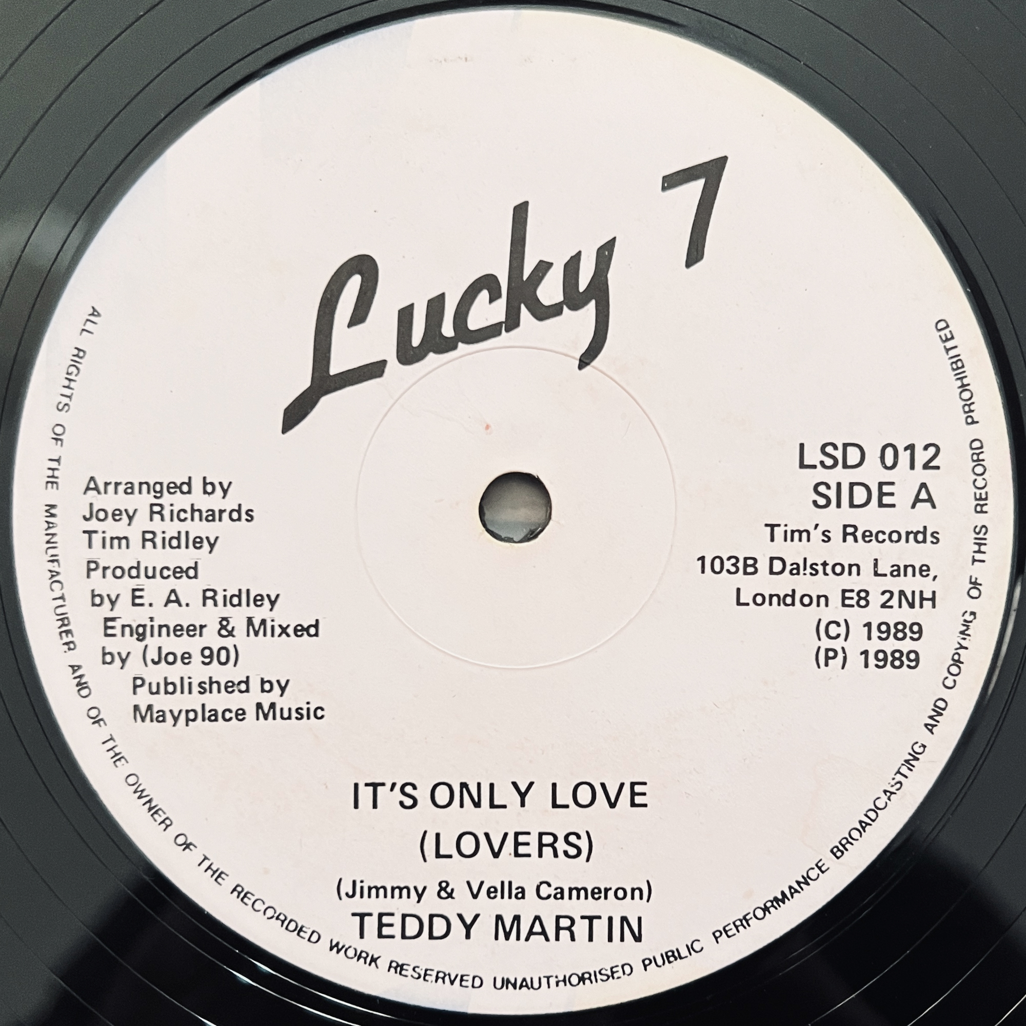 Teddy Martin (3) - It's Only Love (1989)
