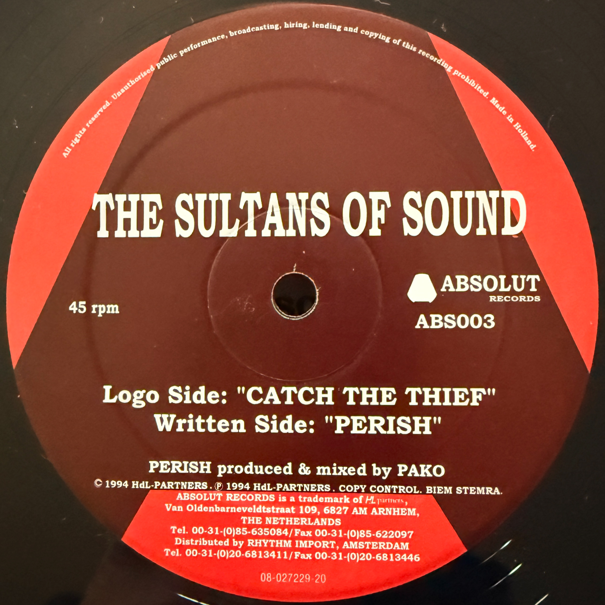 Sultans Of Sound - Perish / Catch The Thief (1994)